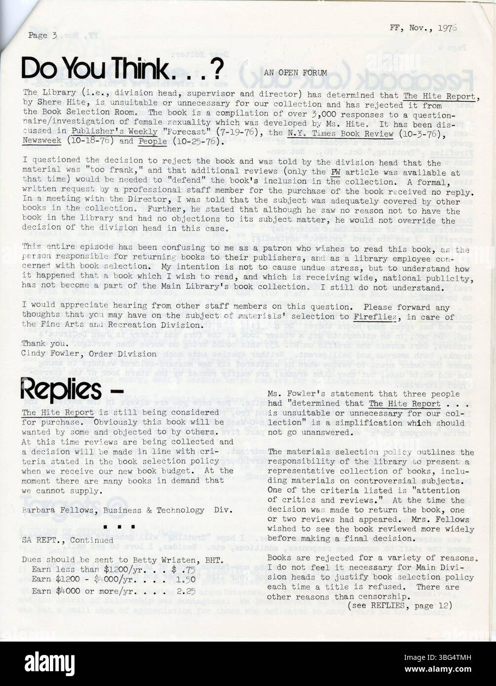 The November 1976 issue of Fireflies provides updates for Columbus ...