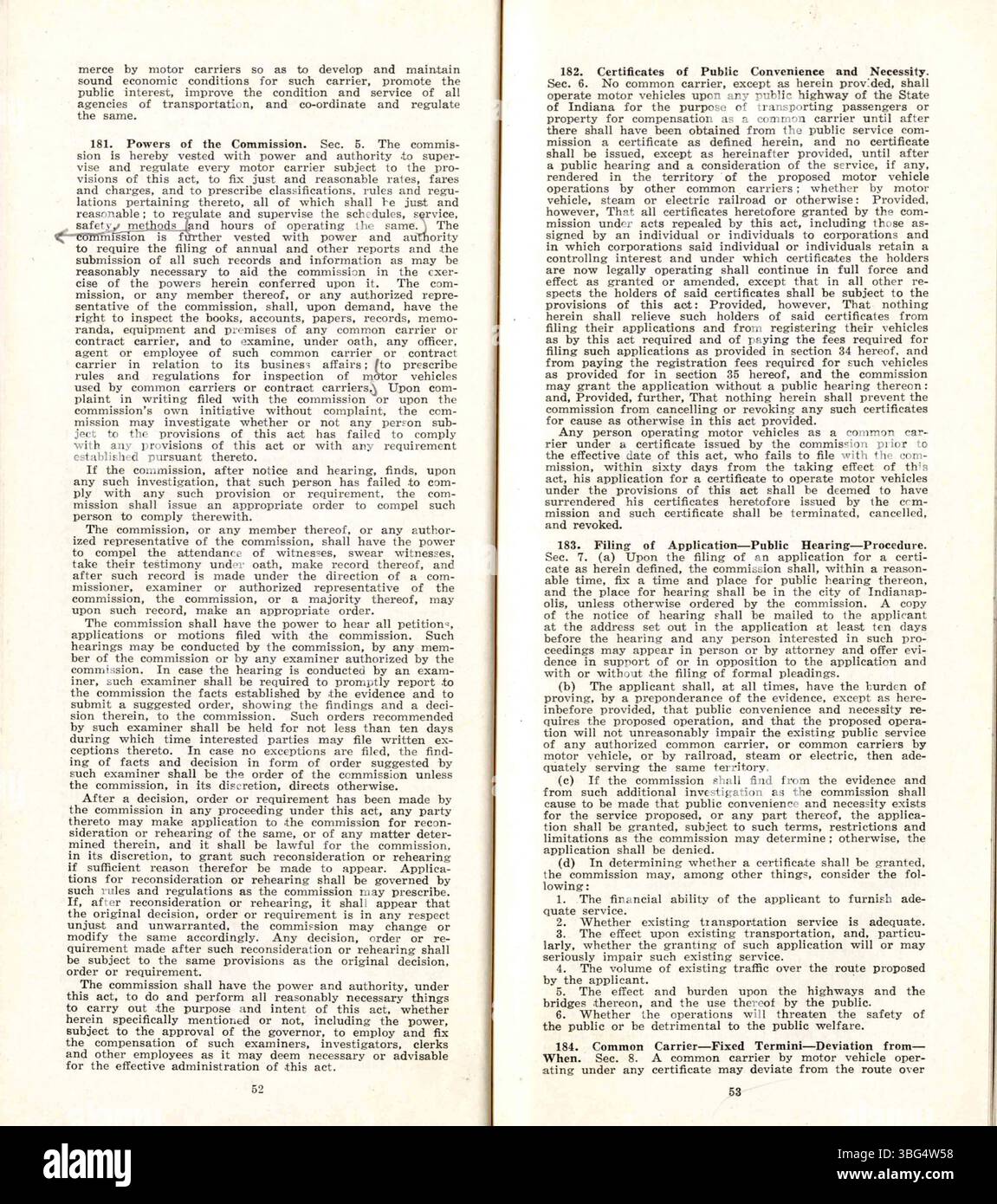 This section of the 1935 Indiana motor vehicle laws covers vehicle ...