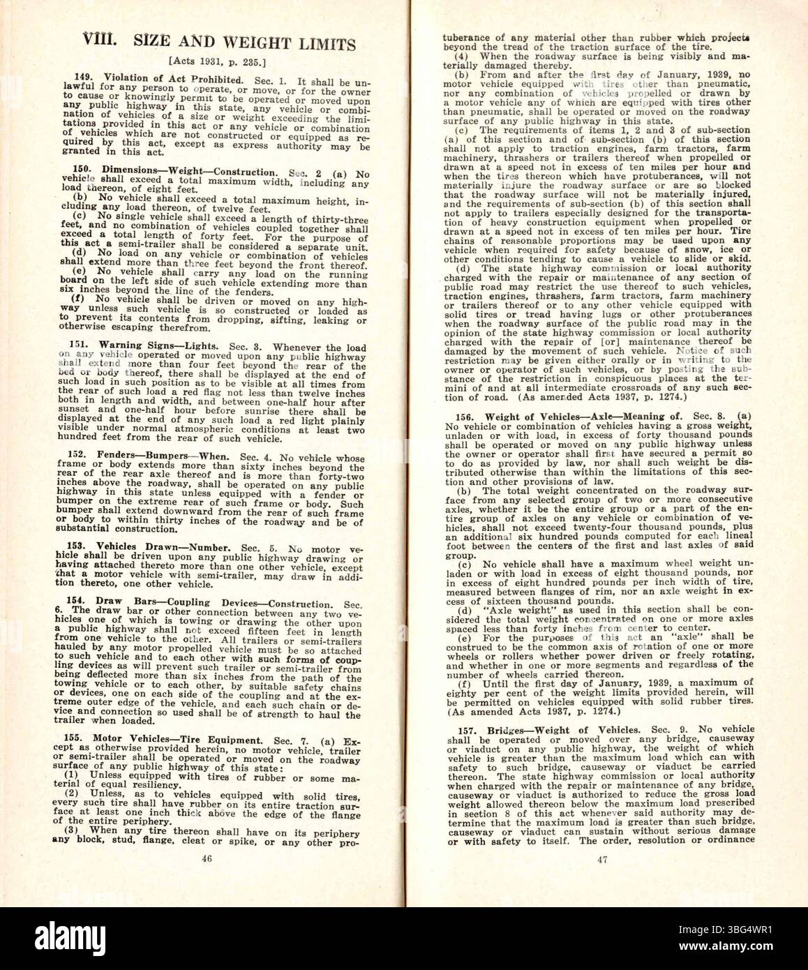 This page continues the 1937 motor vehicle laws in Indiana, detailing ...