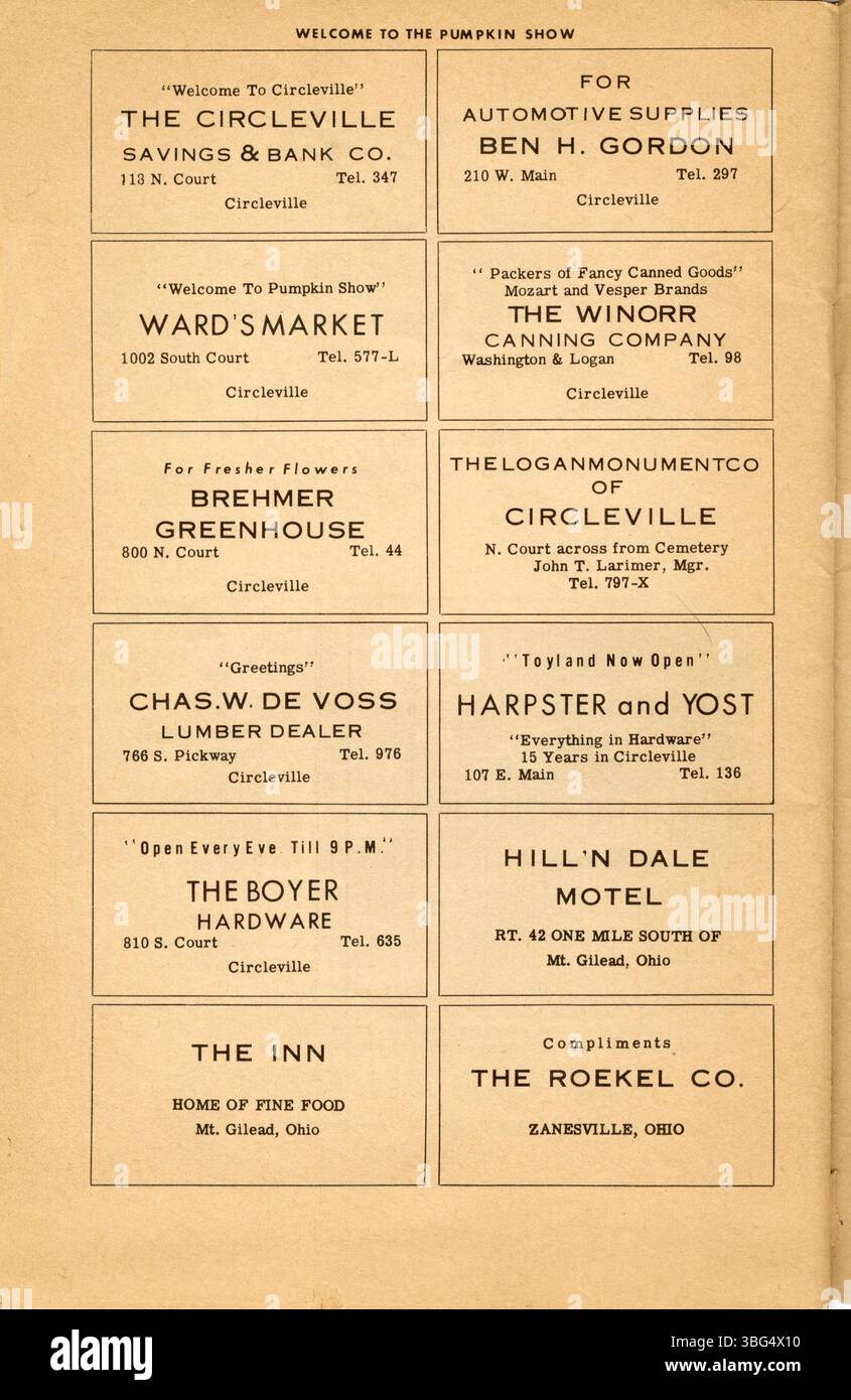 A page from the 1954 Ohio State Fair Official Race Program that provides horse racing ...