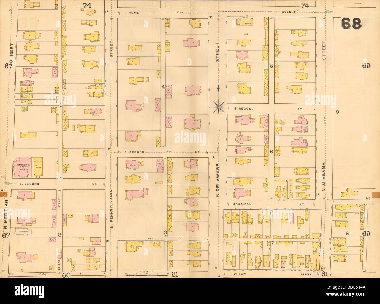 Sanborn Map #68 from 1887 illustrates urban features of Indianapolis ...