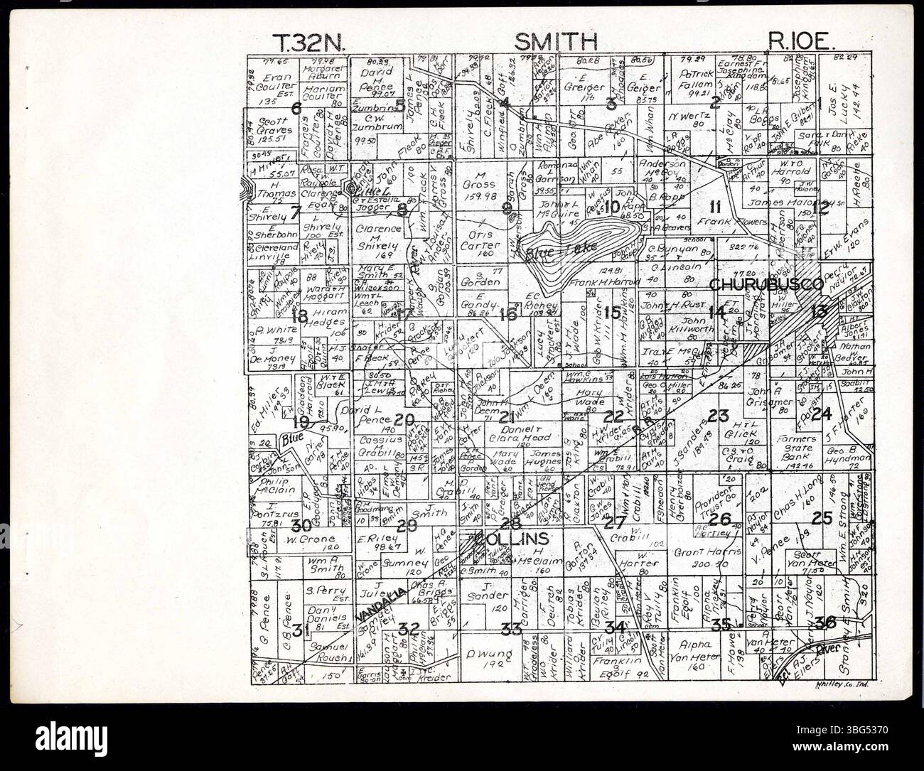 This page from the 1927 plat book of Whitley County displays the county ...