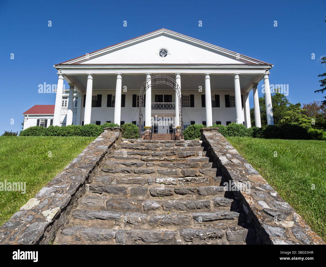 The grand Rosemont Manor a white colonial building with towering columns stands majestically on ...
