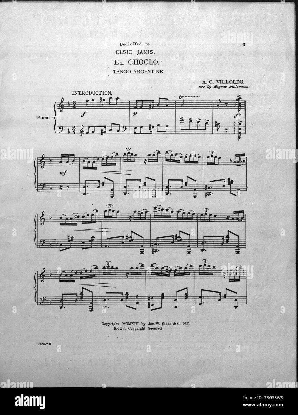 This page of *El Choclo*, an Argentine tango from 1913, features a ...