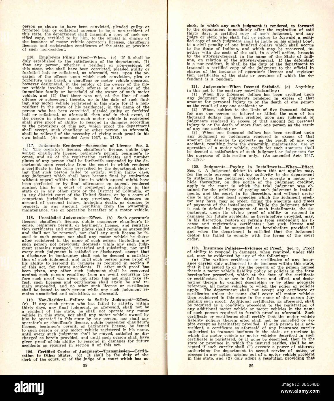 This page features provisions of the 1937 Indiana motor vehicle laws ...