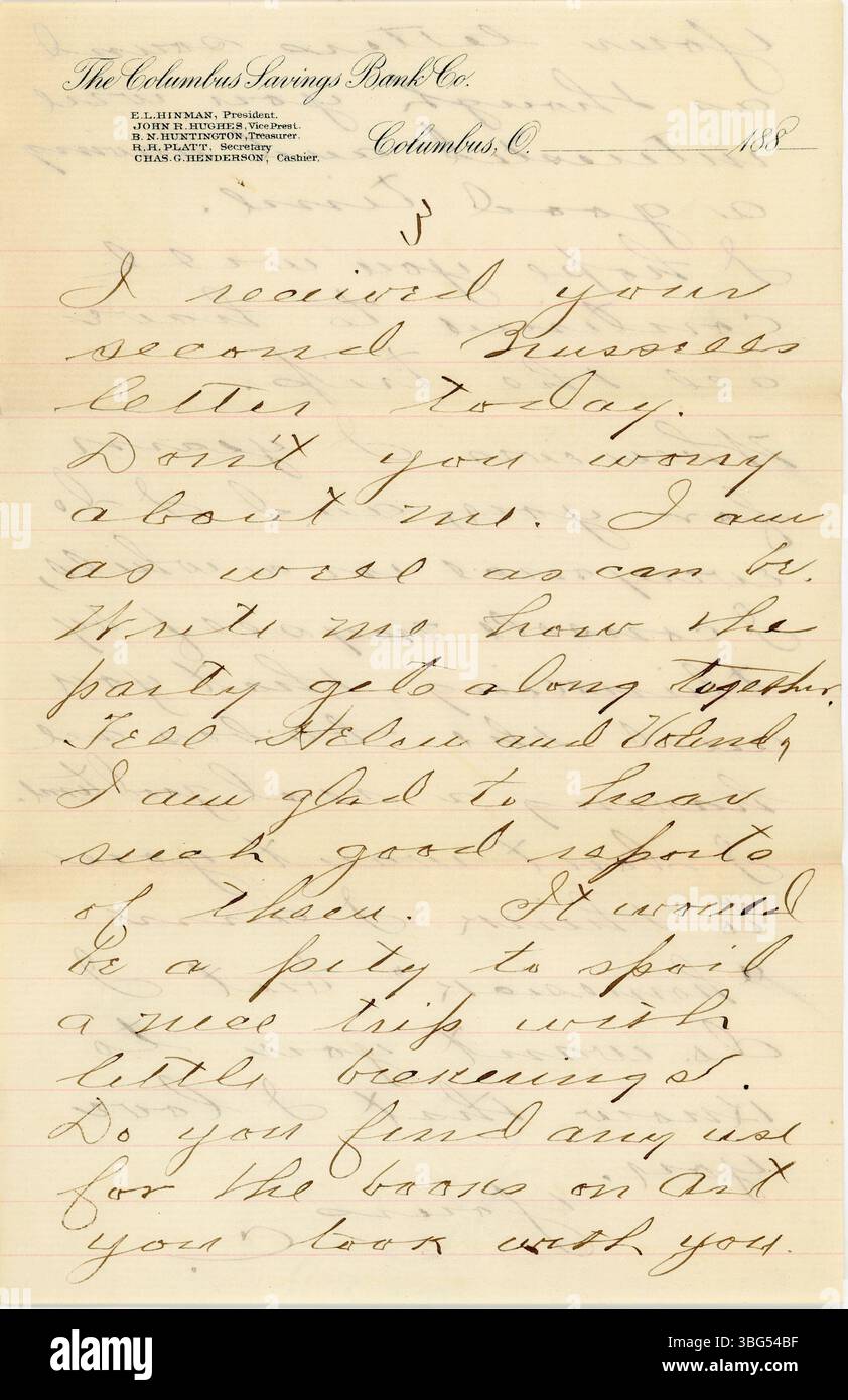 This letter from June 6, 1894, was written by Charles G. Henderson to his wife Ellen Beatty ...