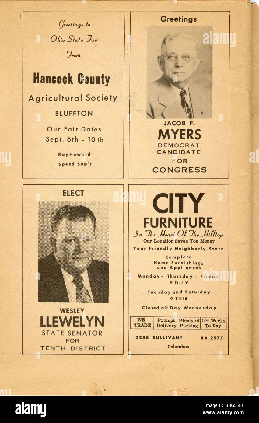 This section of the 1954 Ohio State Fair Race Program includes details ...