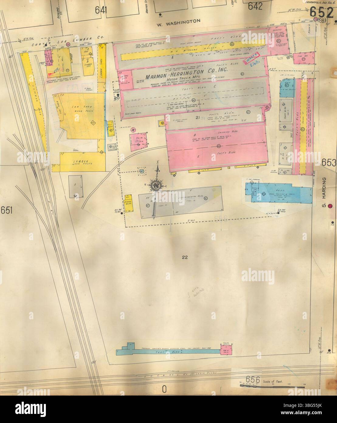 Map #652 of Indianapolis from 1936 outlines detailed urban features ...