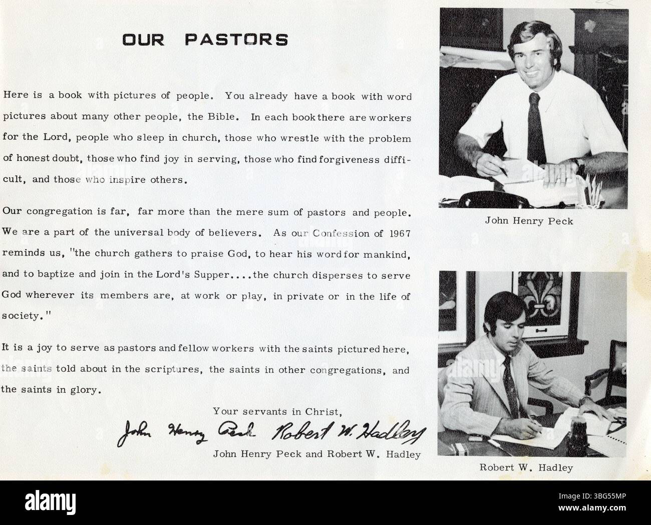 A 1974 directory featuring photographs of members and staff of First ...