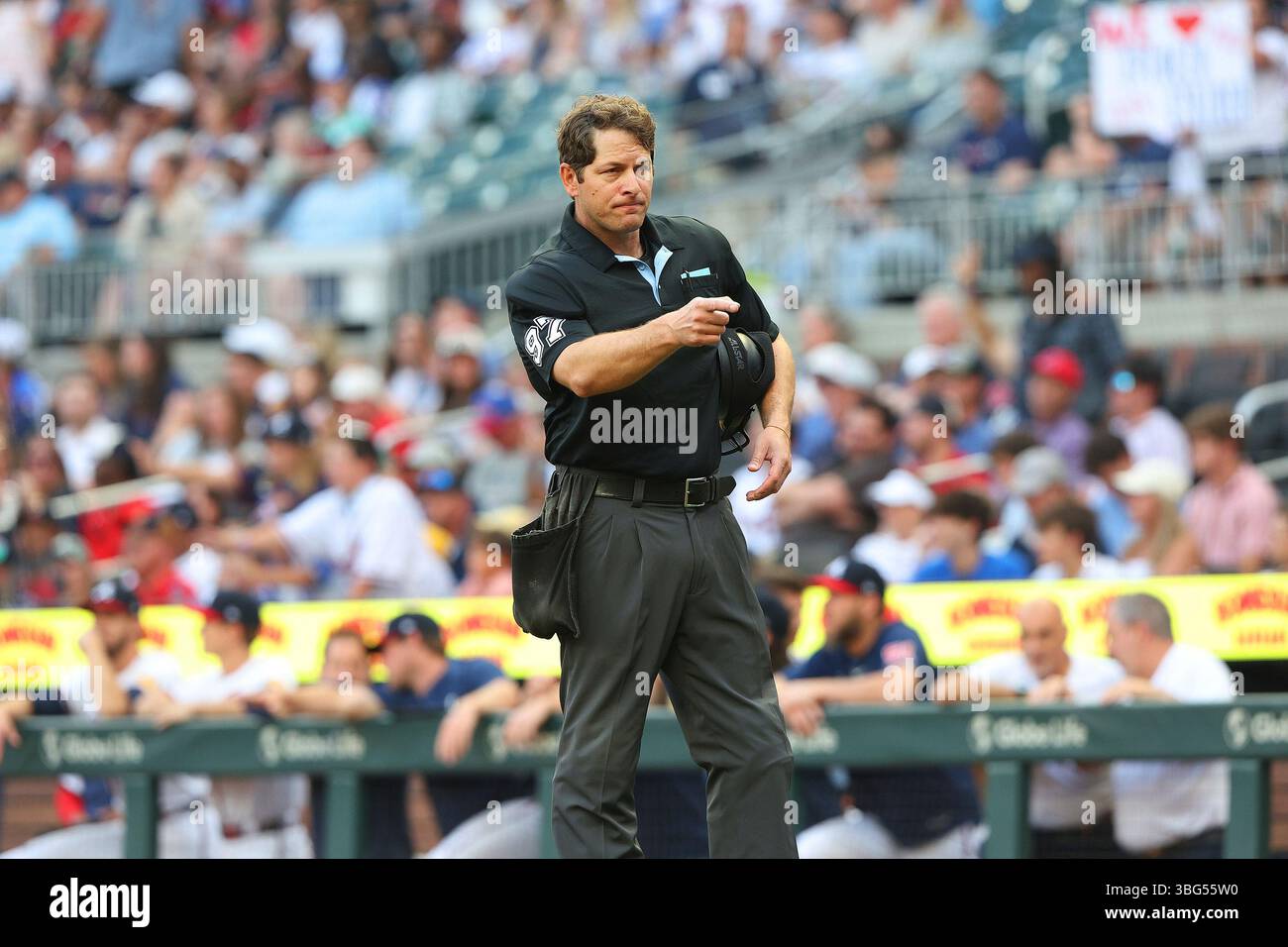 ATLANTA, GA - JUNE 03: Home plate umpire Ben May #97 during the Tuesday ...