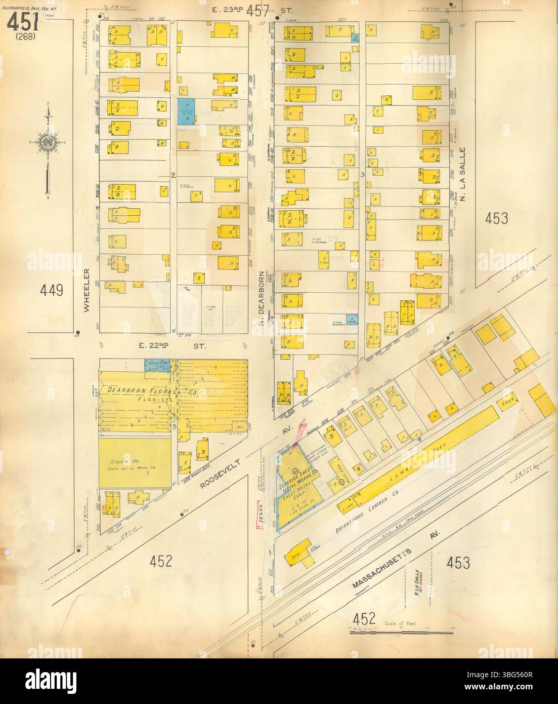The 1938 Sanborn Map #451 of Indianapolis details the city’s layout ...