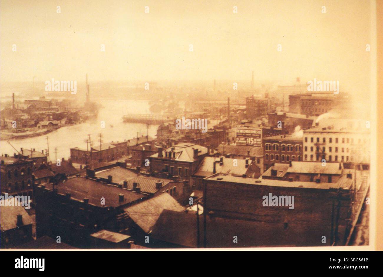 This 1913 sepia-toned image shows a view of downtown Columbus, Ohio ...