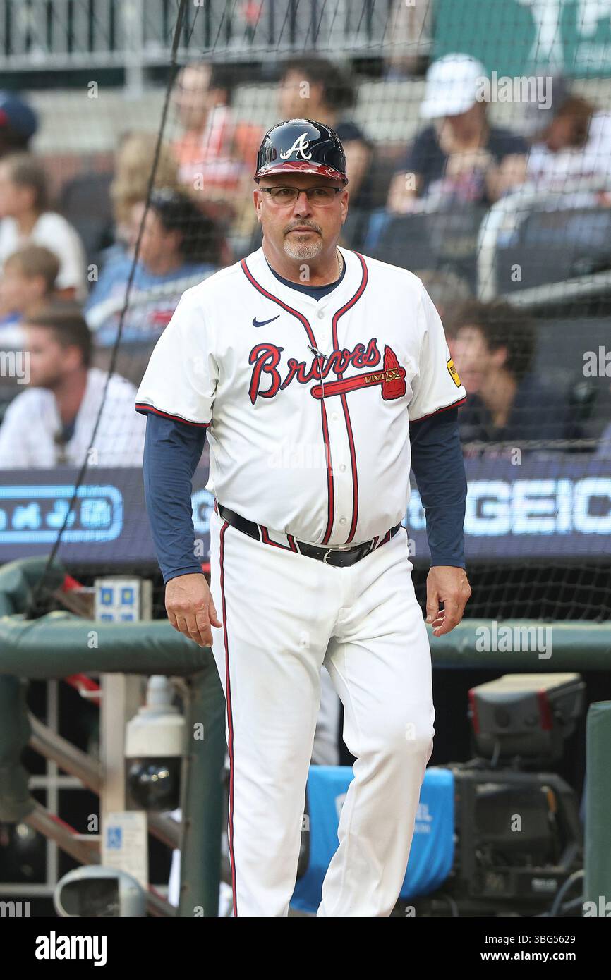 ATLANTA, GA - JUNE 03: 3rd base coach Fredi Gonzalez #86 of the Atlanta ...