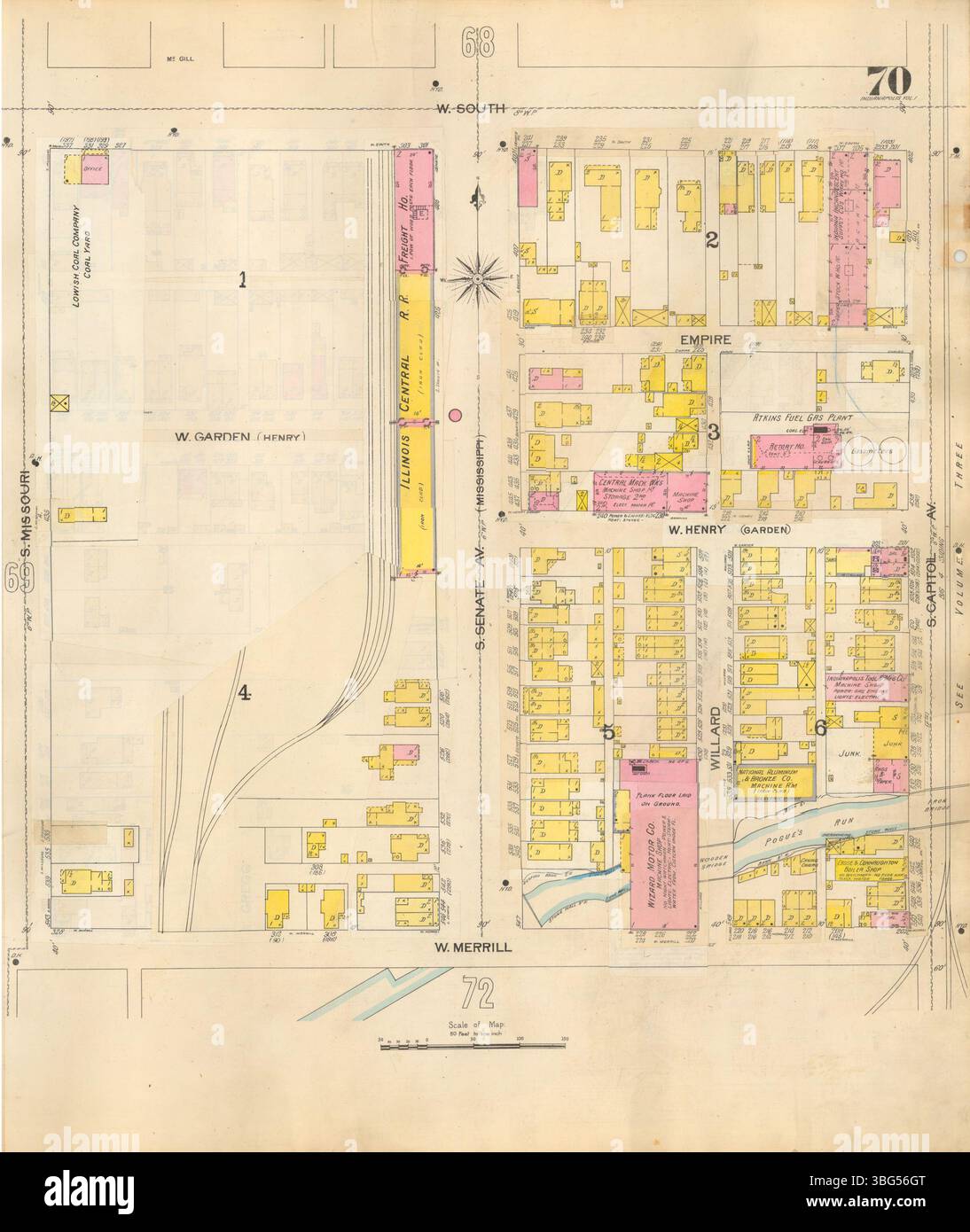 Sanborn Map #70 from 1898 illustrates the layout of Indianapolis ...