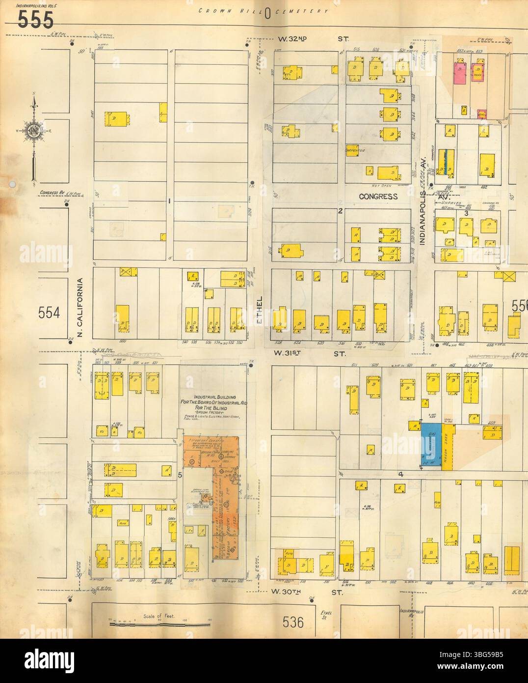 The 1938 Sanborn Map #555 of Indianapolis provides detailed information ...