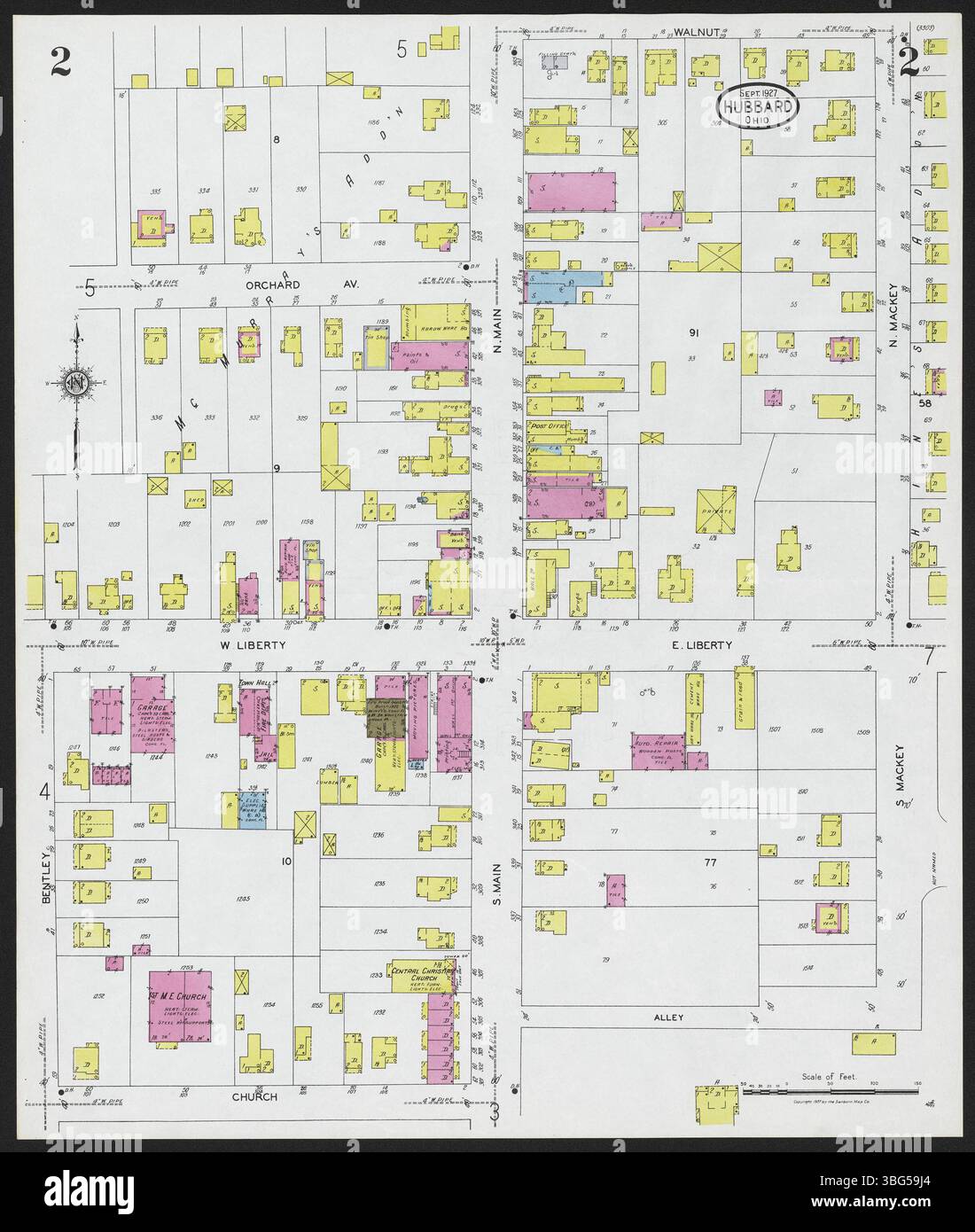 This 1927 Sanborn Map of Hubbard, Trumbull County, Ohio, shows detailed ...