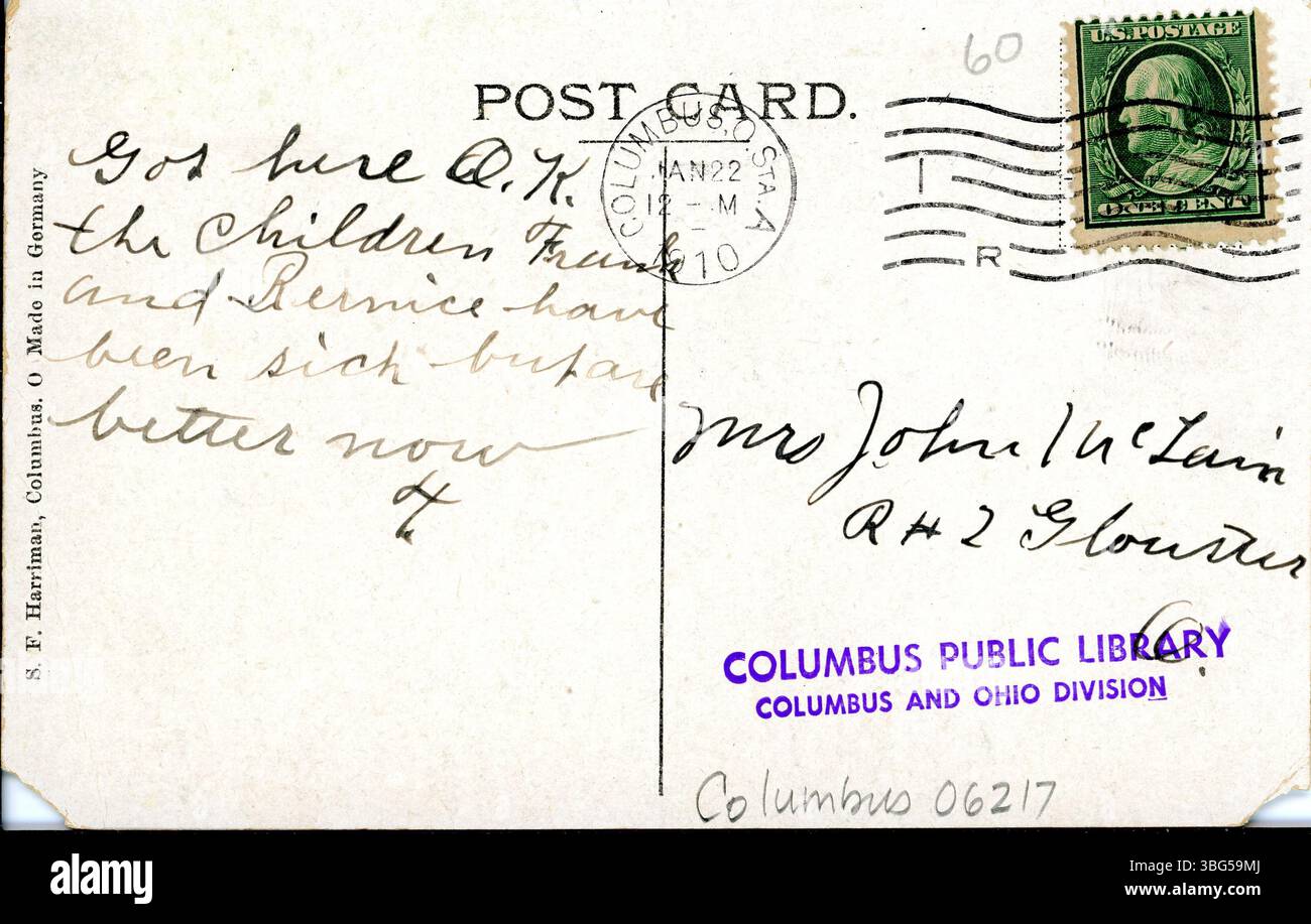 A color postcard of Ohio State Hospital in Columbus, Ohio, showing the ...