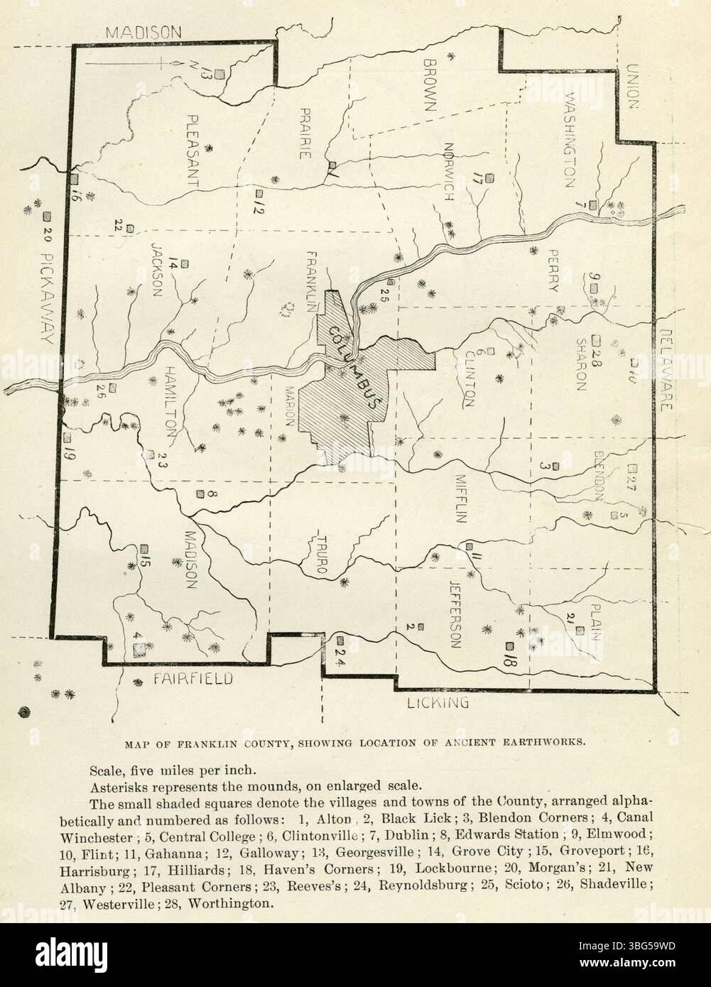 This 1892 map depicts Franklin County, Ohio, highlighting the location ...