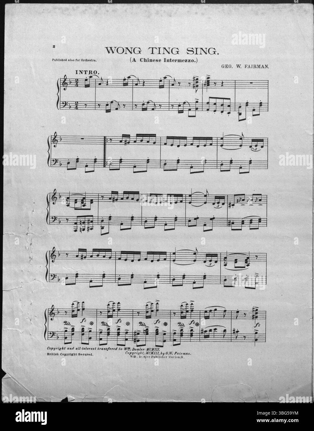 *Wong Ting Sing*, a 1903 Chinese intermezzo, features a Chinese woman ...