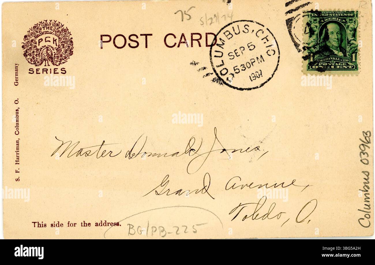 Color postcard of the Carnegie Library in Columbus, Ohio, featuring a ...