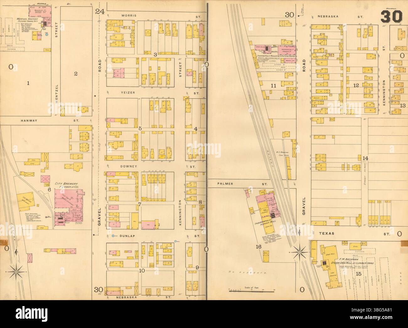 Sanborn Map #30 of Indianapolis, created in 1887, offers a detailed ...