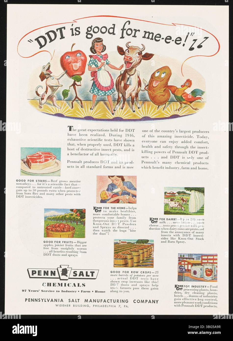 A color print advertisement from June 30, 1947, for Pennsalt DDT ...