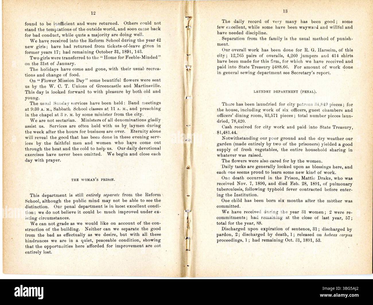 The 1891 annual report for the Indiana School for Girls and Woman's ...