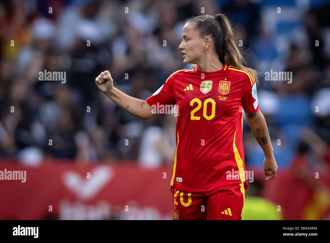 Claudia Pina (Spain) celebrates during a Women's Nations League match ...