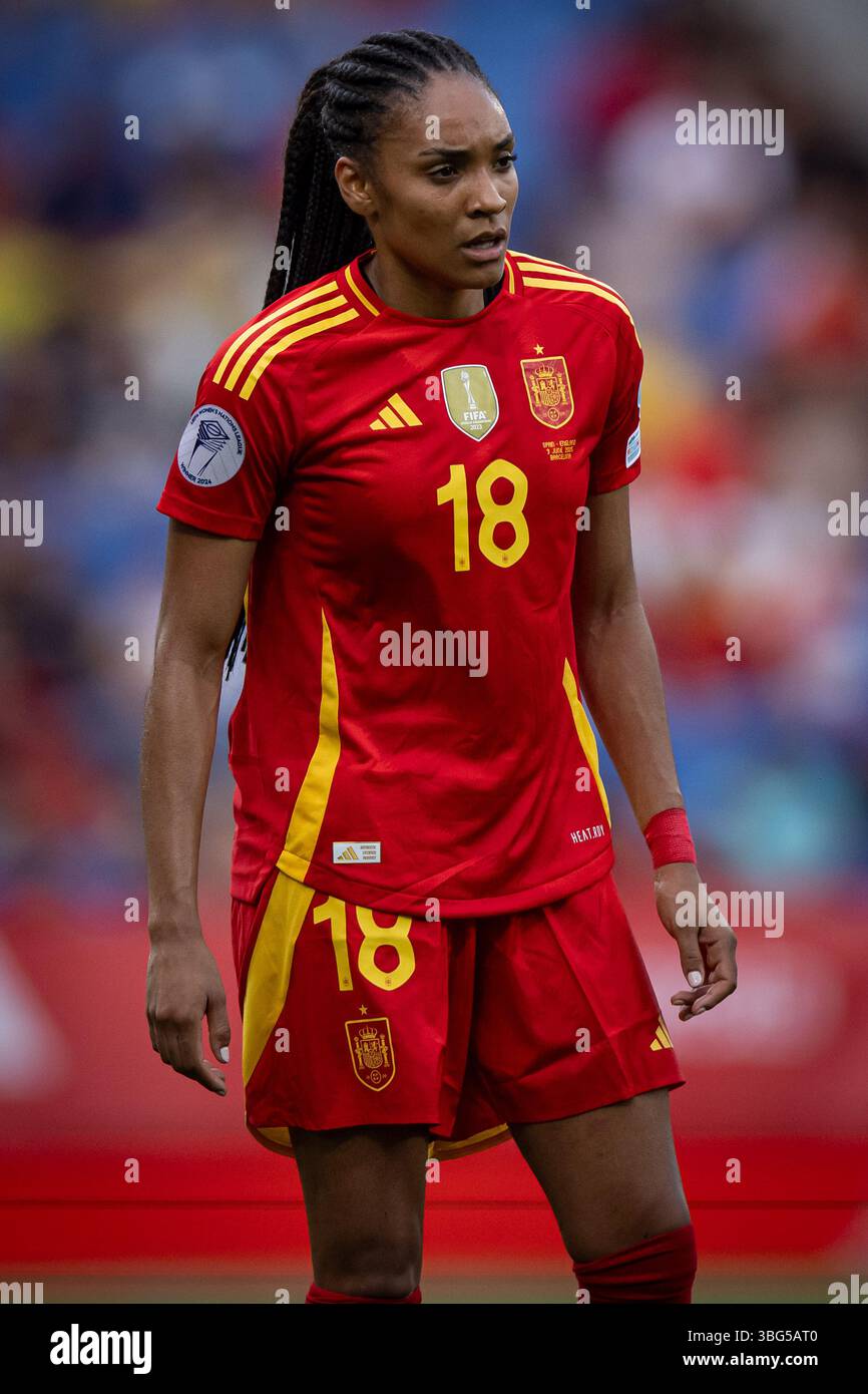 Salma Paralluelo (Spain) gestures during a Women's Nations League match ...