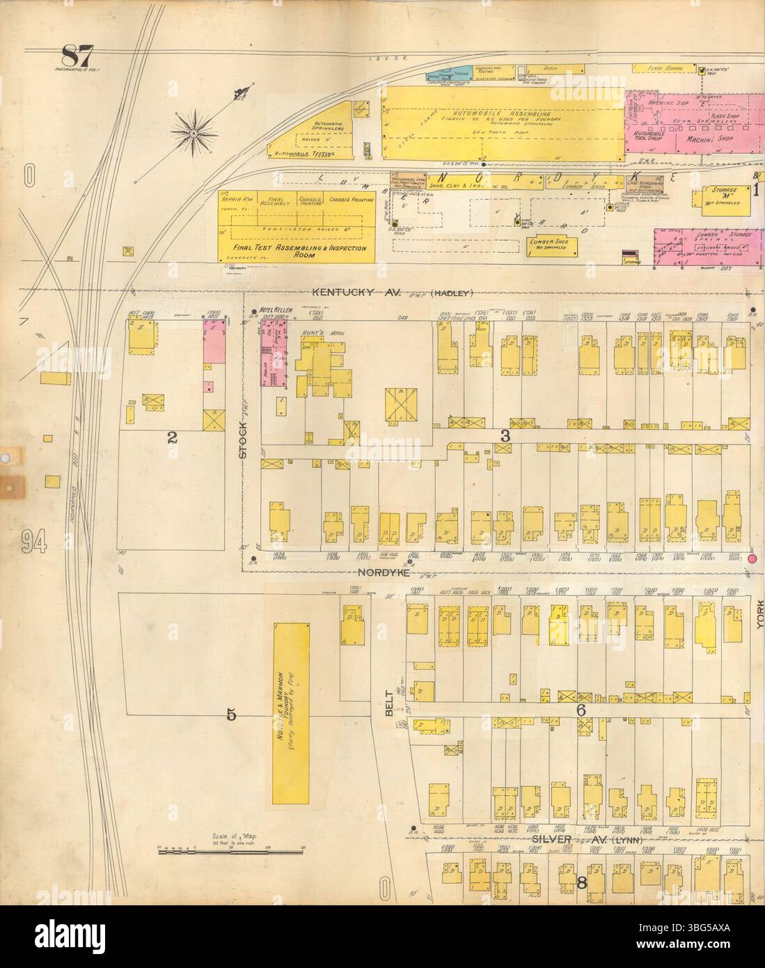 Sanborn Map #87, dated 1898, maps the streets and buildings of ...