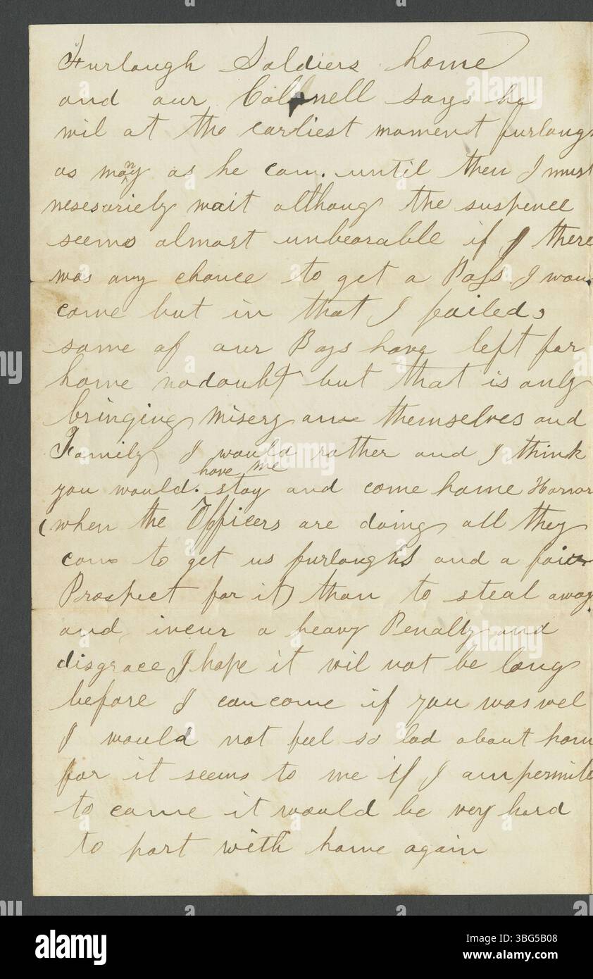 A Civil War-era letter from William McKnight to Samaria McKnight, dated ...
