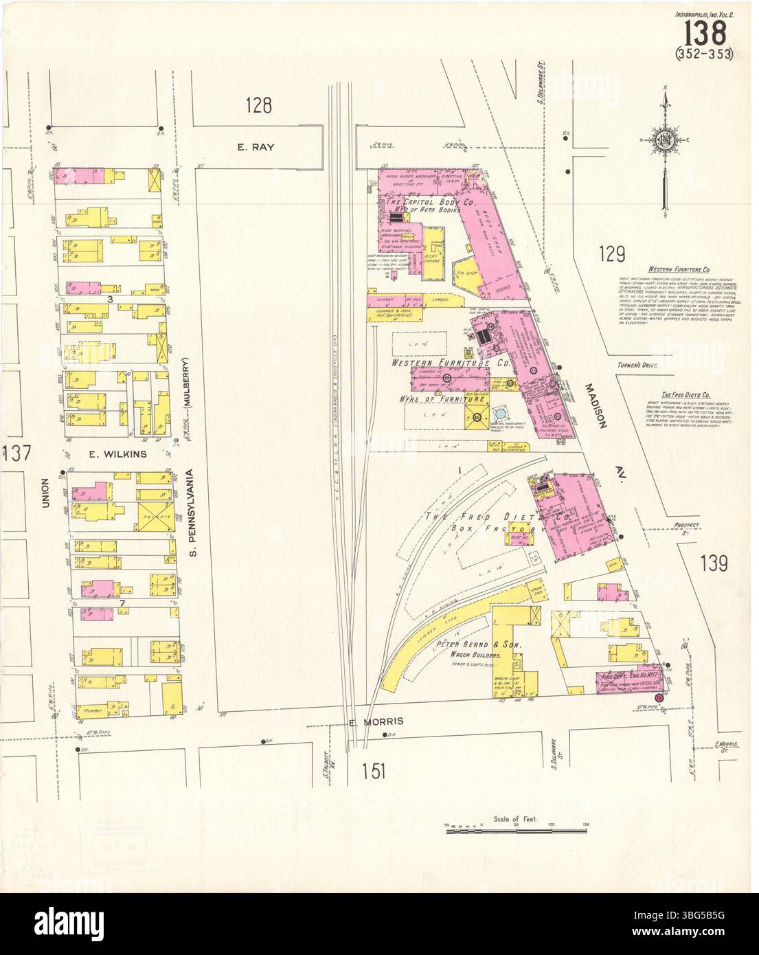 Indianapolis Sanborn Map #138, from 1915, showcases the city’s ...