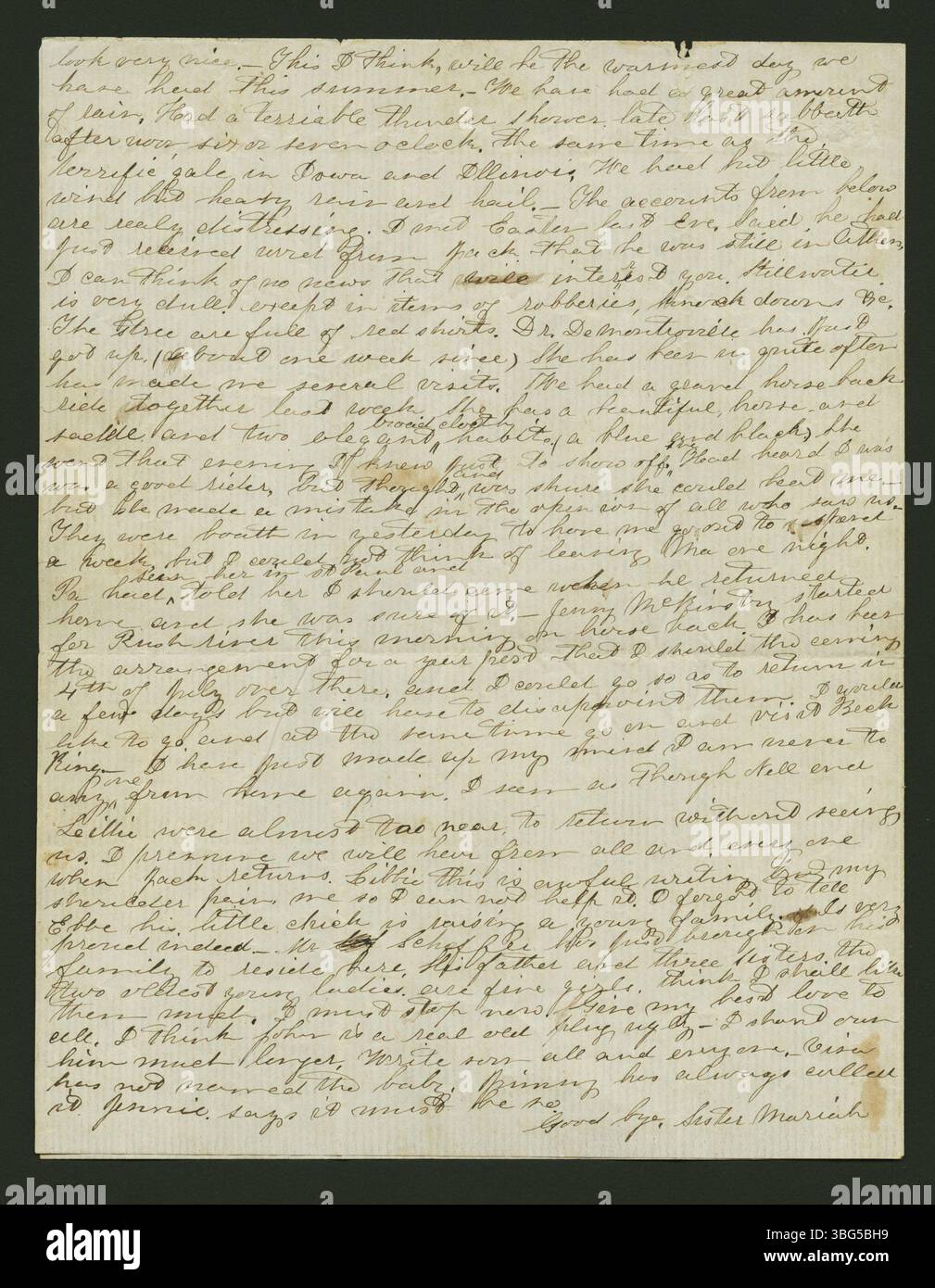 In a letter from June 8, 1860, Maria Van Vorhes writes to her sister ...