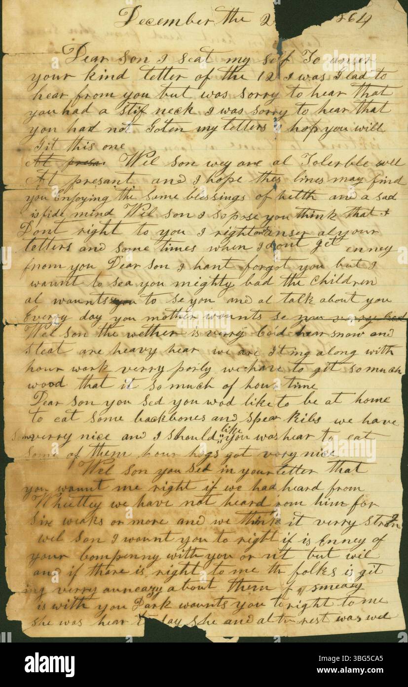 The tenth page of the Cropper family letters, including letters from ...
