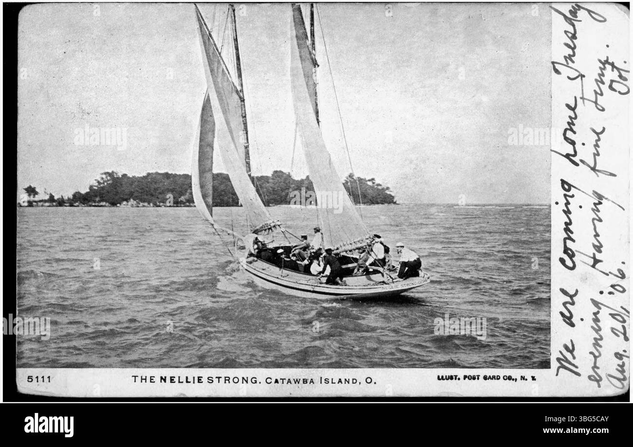 The Nellie Strong is a sailboat photographed in 1906 near Catawba ...