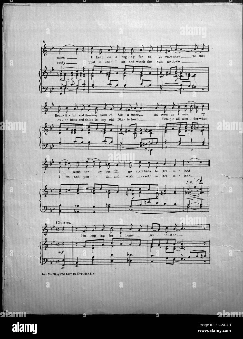 The 1910 cover of 'Let Me Live And Stay In Dixieland' shows a man in ...