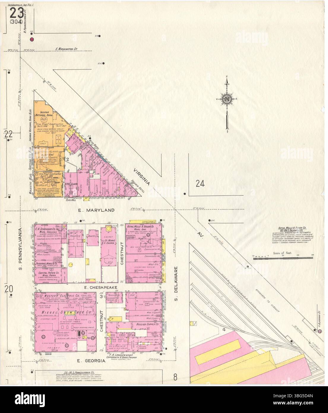 Sheet 23 from the 1915 Sanborn Fire Insurance Map of Indianapolis ...