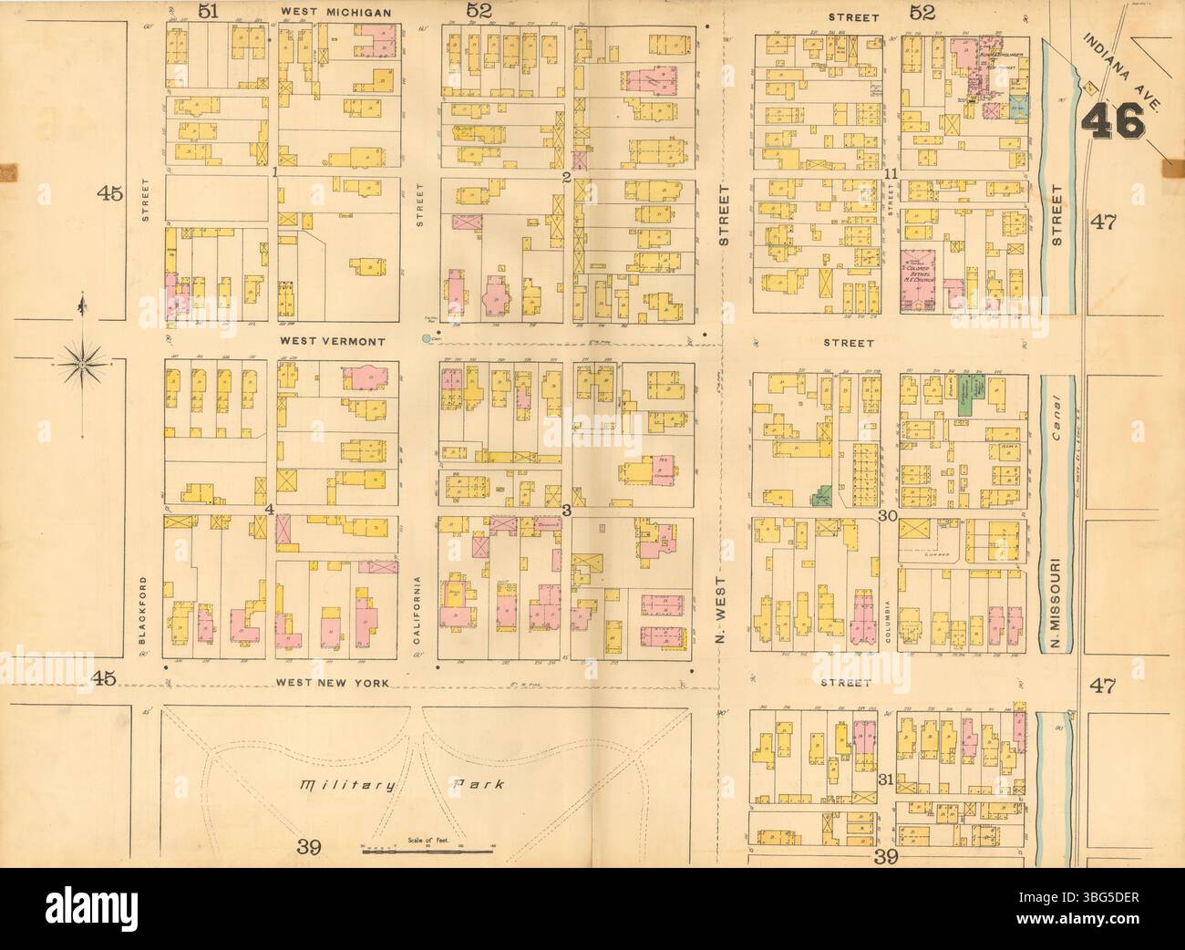Sanborn fire insurance map sheet #46 from 1887 for Indianapolis ...