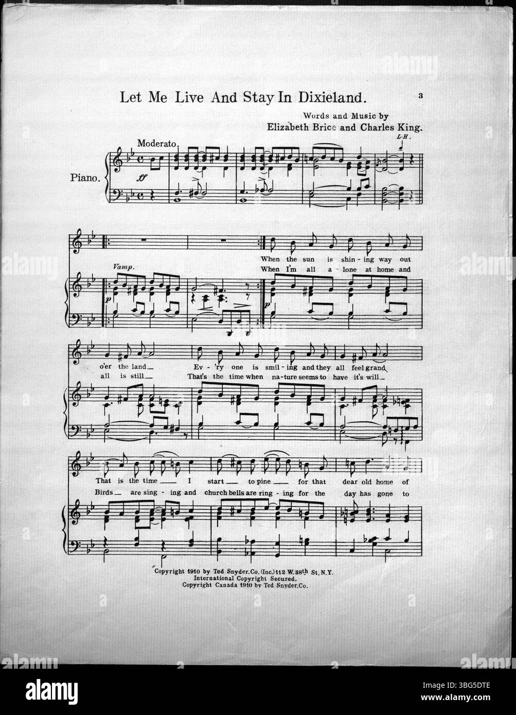 The 1910 cover of 'Let Me Live and Stay in Dixieland' features a black ...