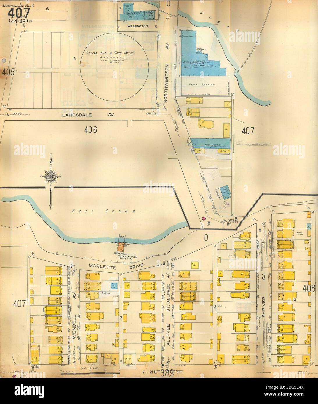 Sanborn Map #407 from 1948 features a detailed representation of ...
