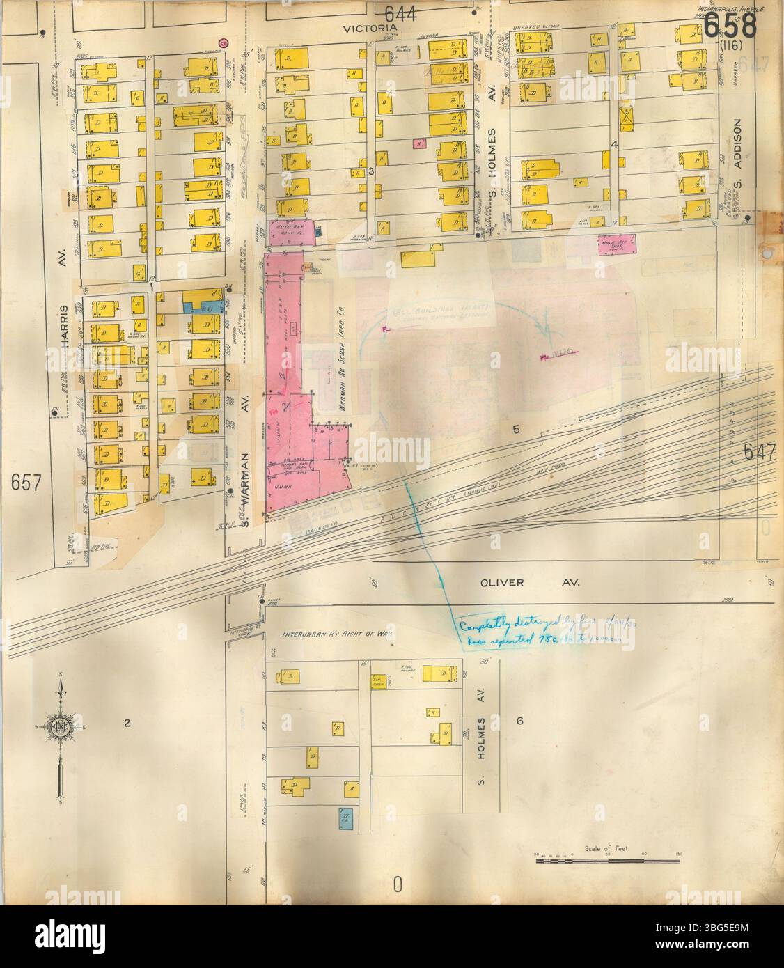 Map #658 from 1936 features Indianapolis zoning, building types, fire ...