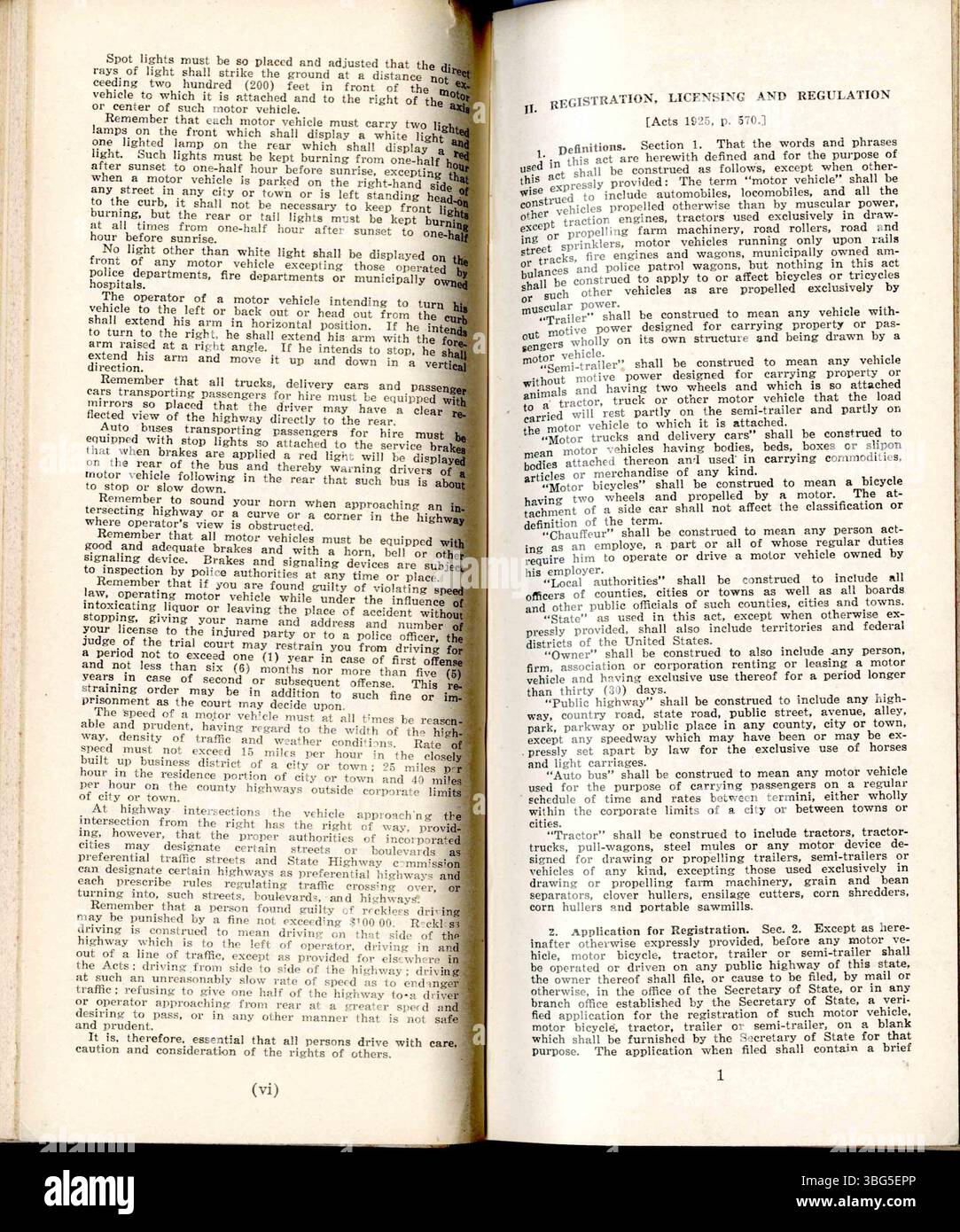 This page from the 1925 motor vehicle and highway laws of Indiana ...