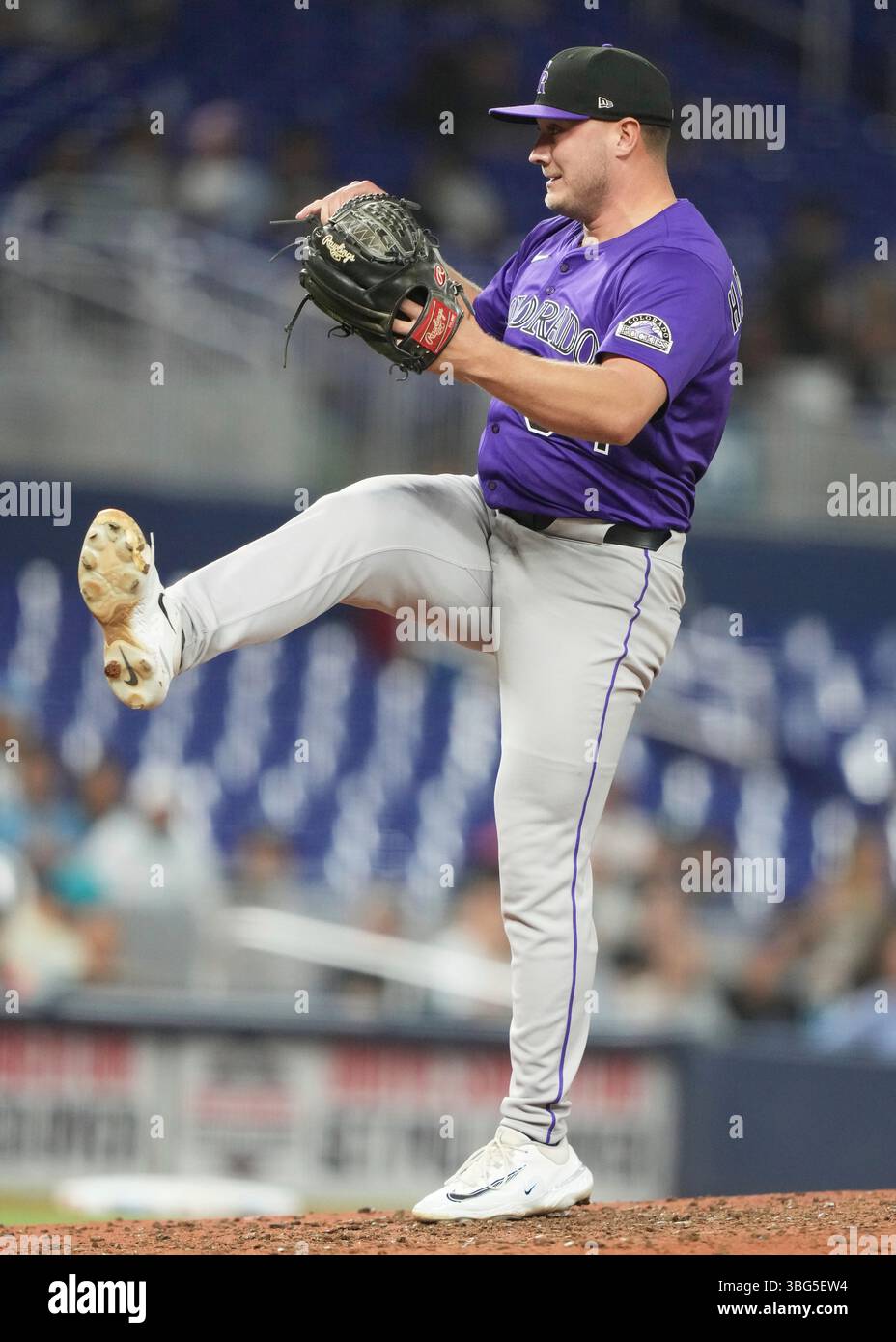 Colorado Rockies relief pitcher Seth Halvorsen follows through on a ...