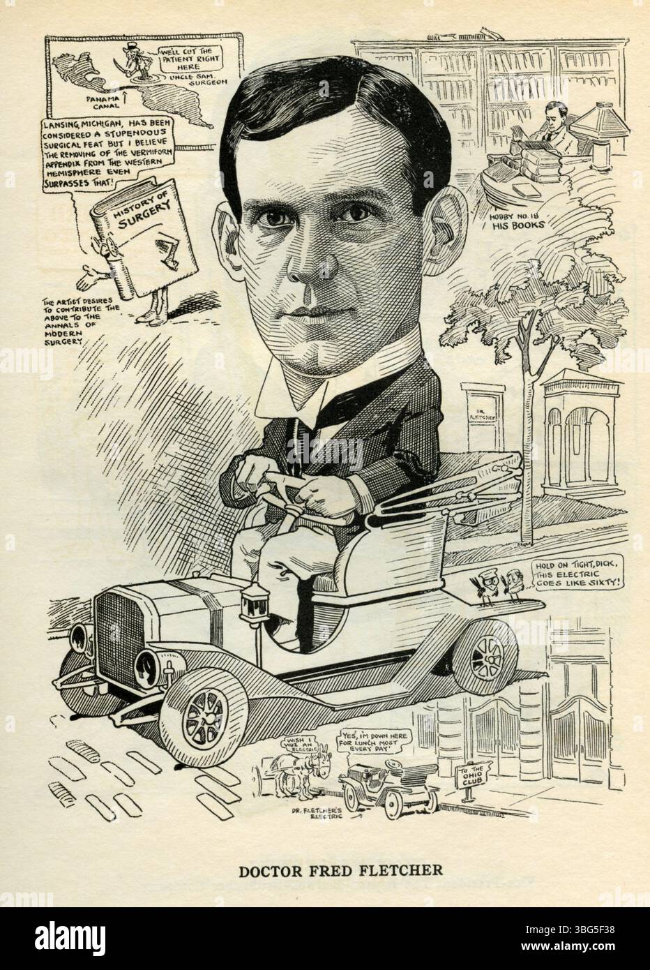 A 1911 caricature of Dr. Fred Fletcher, a surgeon born on September 5 ...