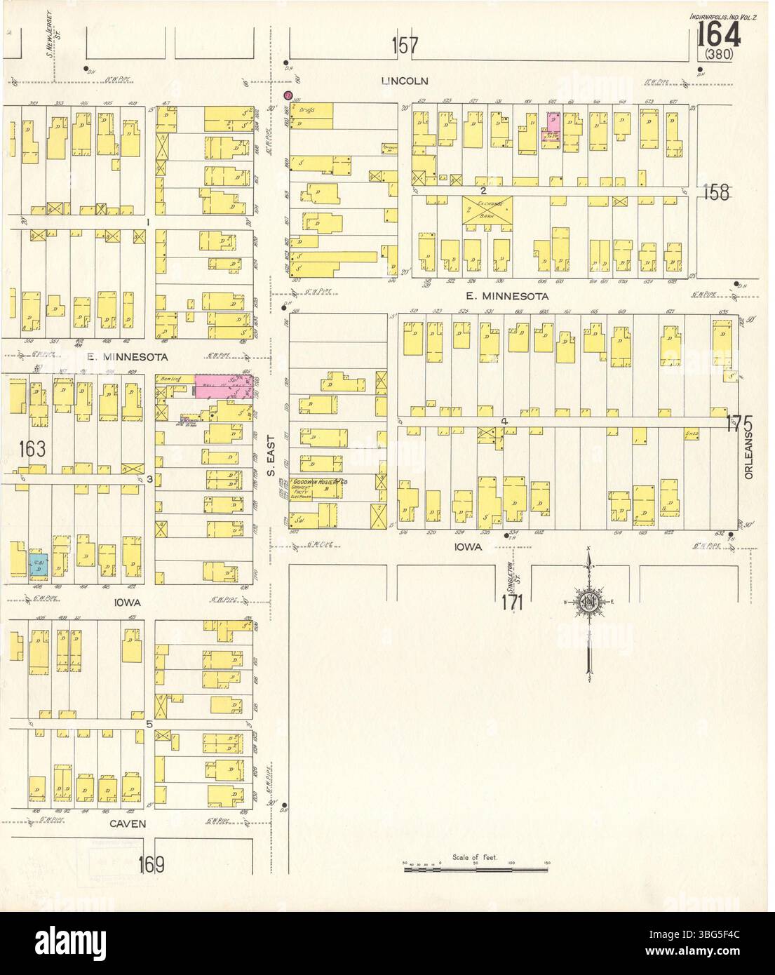 Indianapolis Sanborn Map #164, published in 1915, depicts detailed ...