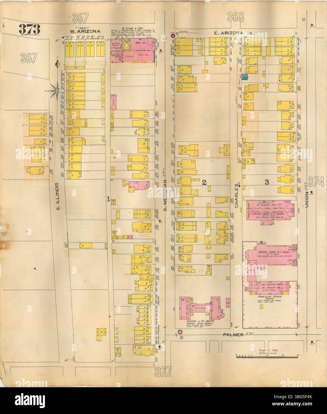 Sanborn Map #373, created in 1898, captures the layout of Indianapolis ...