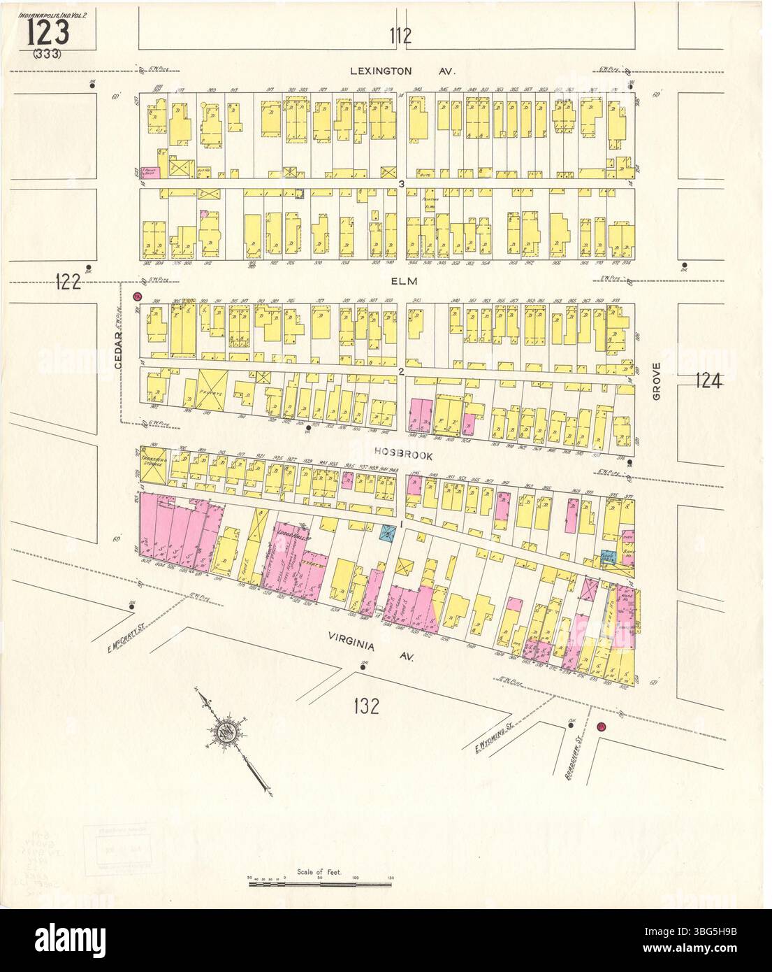 Indianapolis Sanborn Map #123, published in 1915, features detailed ...
