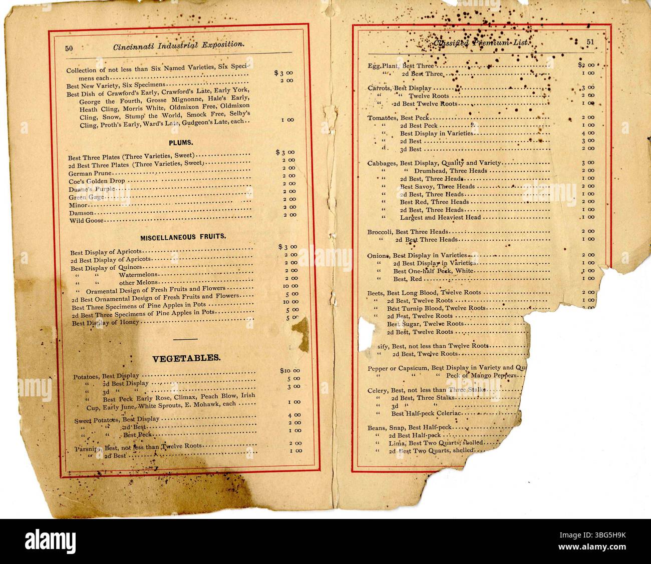 A portion of the premium list for the 1873 Cincinnati Industrial ...