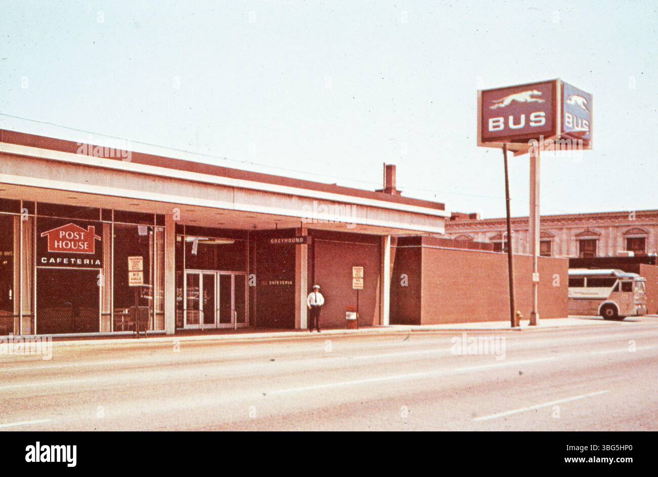 This photo shows the Greyhound Bus Depot, which opened on February 24 ...