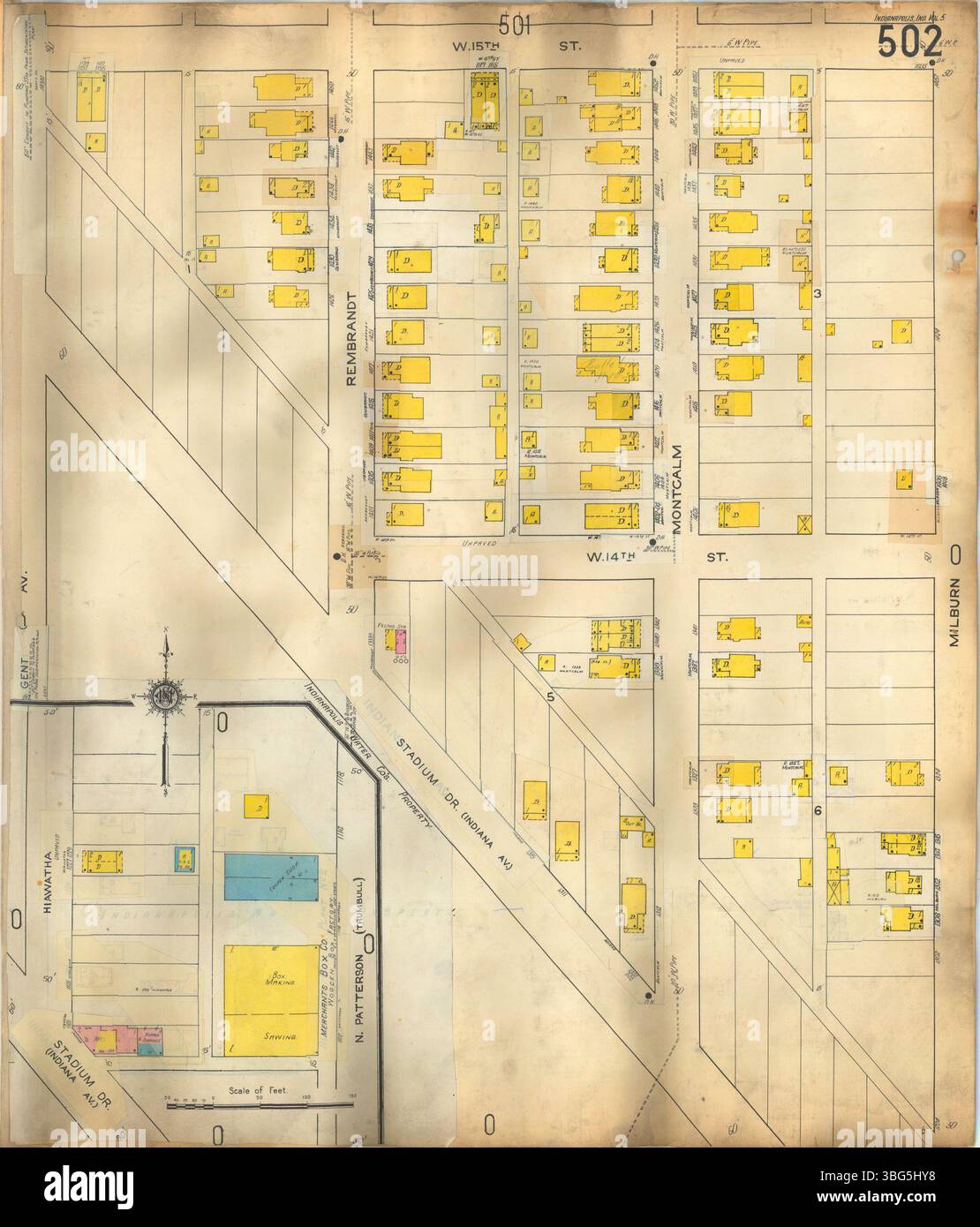 Sanborn Map #502, created in 1915 and updated in 1938, illustrates ...